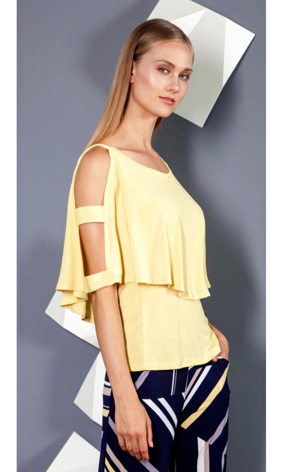 Haut jaune avec fantaisie Artex fashions - Boutique isla Mona internet